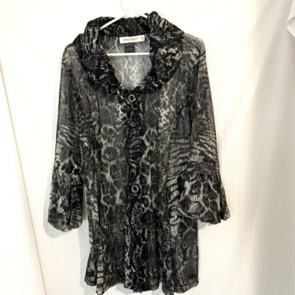 Urban Mangoz | Tops | Urban Mangoz Gray Black Snakeskin Sheer Chiffon ...